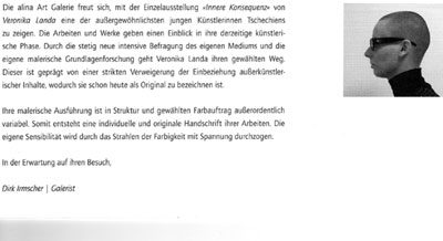 VERONIKA LANDA / PRAG Innere Konsequenz alina Art Innenstadtgalerie ...